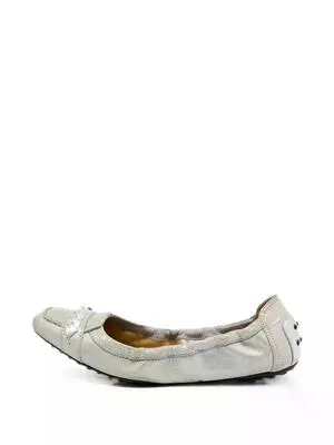 TOD'S Suede Ballet Flats - Silver