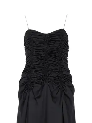 Khaite Raina Pleated Silk Dress - Black