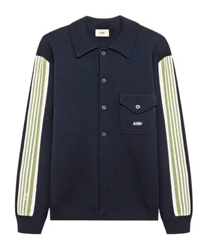 AUTRY Striped-sleeve Knitted Jacket - Black