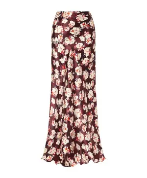 Rabanne Floral-pattern Silk Maxi Skirt - Red