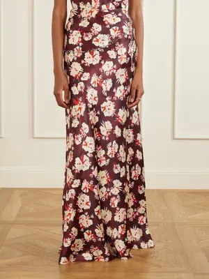 Rabanne Floral-pattern Silk Maxi Skirt