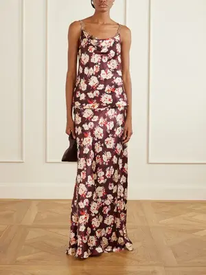 Rabanne Floral-pattern Silk Maxi Skirt