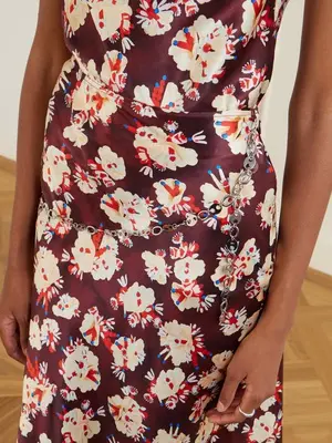 Rabanne Floral-pattern Silk Maxi Skirt