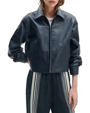 Rag & Bone Krista Faux Leather Jacket - Navy