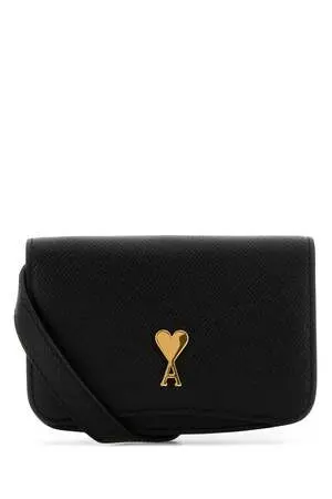 AMI Paris Leather Paris Paris Crossbody Bag - Black