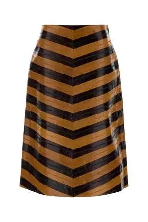 Fendi Two-tone Leather Skirt - Multicolor