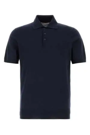 Brunello Cucinelli Navy Cotton Polo Shirt