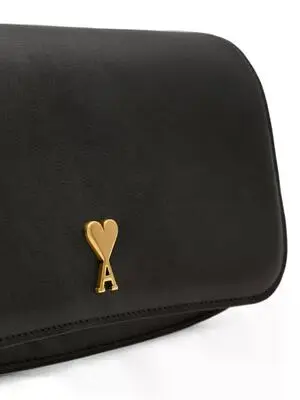 AMI Paris Cowhide Leather Shoulder Bag - Black