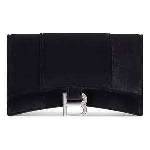 Balenciaga Hourglass Velvet Jersey Wallet On Chain - Black
