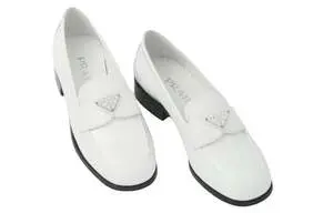 Prada Patent Leather Loafers - White/black