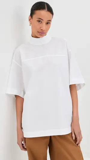 AMI Paris Stand Up Collar Buttoned Short Sleeves Top