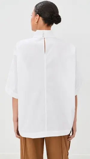 AMI Paris Stand Up Collar Buttoned Short Sleeves Top