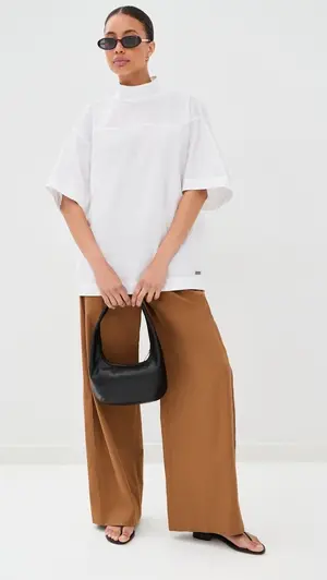 AMI Paris Stand Up Collar Buttoned Short Sleeves Top