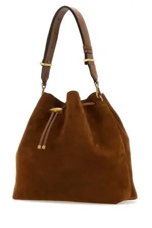 JIMMY CHOO Suede Bucket Bag - Brown