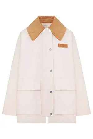 GANNI Recycled Polyester Twill Jacket With Corduroy Collar - Pink