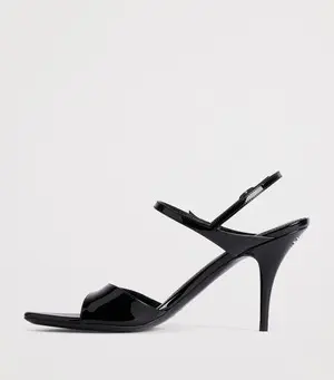 Balenciaga Patent Leather Avenue Bow Heeled Sandals - Black