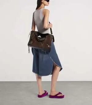 Balenciaga Medium Suede Le City Top-handle Bag