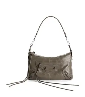 Balenciaga Mini Lambskin Le City Moto Shoulder Bag - Green
