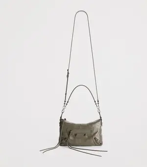 Balenciaga Mini Lambskin Le City Moto Shoulder Bag - Green