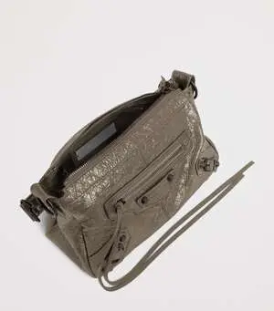 Balenciaga Mini Lambskin Le City Moto Shoulder Bag - Green