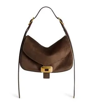 Balenciaga Suede Clicca Shoulder Bag - Brown