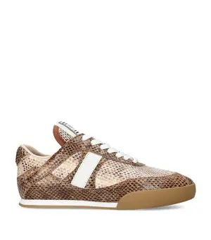 Chloé Snake-embossed Leather Lace-up Sneakers - Brown