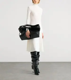 Balmain Rib-knit High Neck Maxi Dress