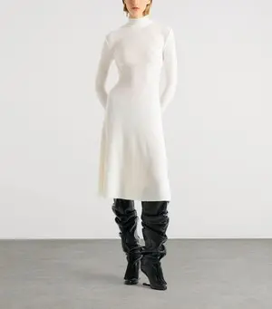 Balmain Rib-knit High Neck Maxi Dress