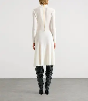 Balmain Rib-knit High Neck Maxi Dress