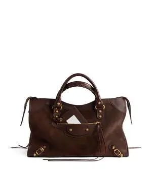 Balenciaga Medium Suede Le City Top-handle Bag - Brown