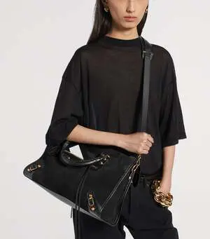 Balenciaga Medium Suede Le City Top-handle Bag - Black