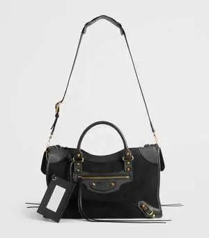 Balenciaga Medium Suede Le City Top-handle Bag - Black