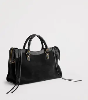 Balenciaga Medium Suede Le City Top-handle Bag - Black