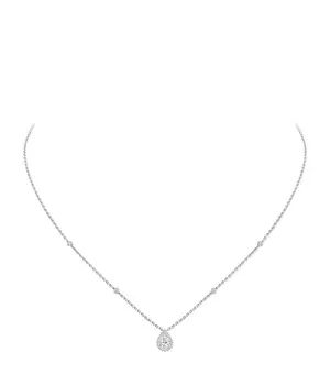 Messika White Gold And Diamond Pear Shape Pendant Necklace - Silver