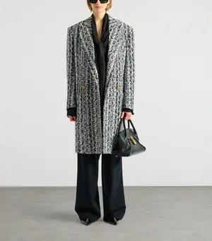 Balmain Double-breasted Tweed Overcoat