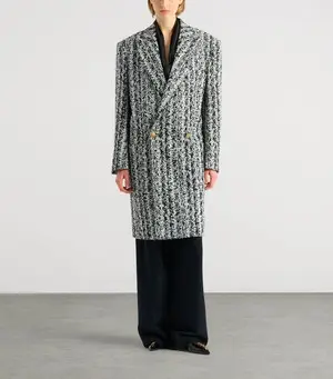 Balmain Double-breasted Tweed Overcoat