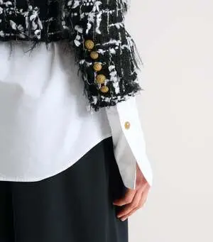 Balmain Frayed Tweed Cropped Jacket