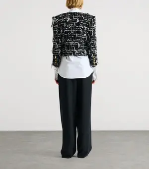Balmain Frayed Tweed Cropped Jacket