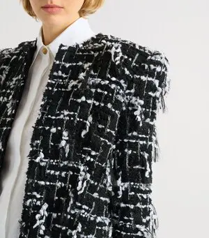 Balmain Frayed Tweed Cropped Jacket