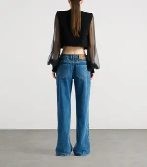 Balmain Tweed Muslin-sleeve Blouse