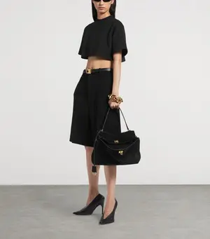 Balenciaga Medium Suede Rodeo Shoulder Bag - Black
