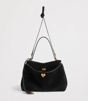 Balenciaga Medium Suede Rodeo Shoulder Bag - Black