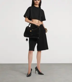 Balenciaga Medium Suede Rodeo Shoulder Bag - Black