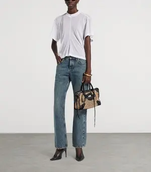 Balenciaga Small Raffia-lambskin Top Handle Bag - Ivory