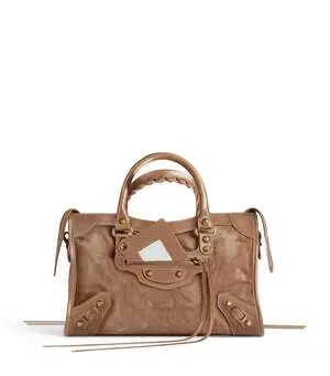 Balenciaga Small Lambskin Le City Top Handle Bag - Brown