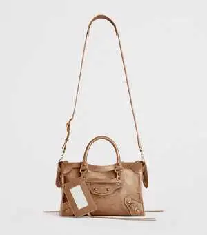 Balenciaga Small Lambskin Le City Top Handle Bag - Brown