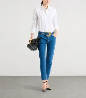 Balmain Belted Mid-rise Slim Jeans