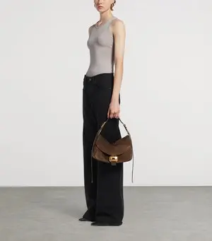 Balenciaga Suede Clicca Shoulder Bag - Brown