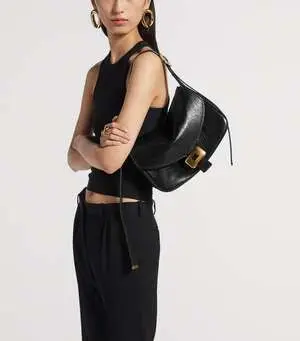 Balenciaga Clicca Lambskin Shoulder Bag - Black