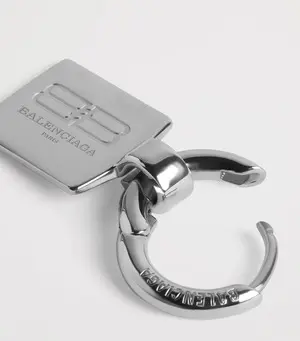 Balenciaga Malibu Asymmetrical Pearl And Logo Hoop Earrings
